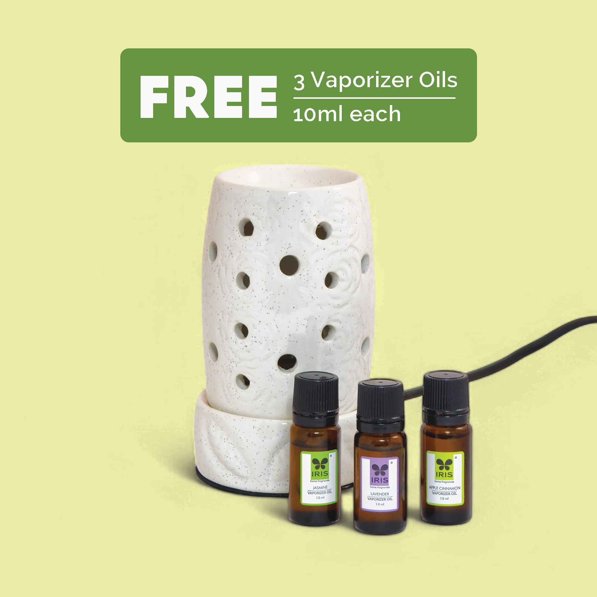 IRIS Ceramic Electrical Vaporizer Lamp with 3 Free Vaporizer Oils ...